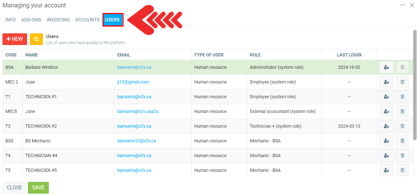 GEM-WORK - Managing Your Account - Users Tab